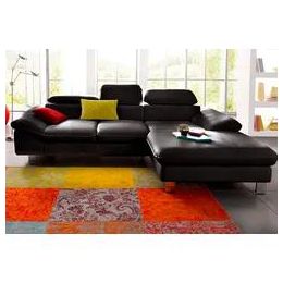 Ecksofa COTTA "Driver L-Form" Sofas Gr. B/H/T: 268cm x 73cm x 169cm, NaturLEDER, Recamiere rechts, mit Kopfteilverstellung-mit Bettfunktion und Bettkasten, schwarz mit Kopfteilverstellung, wahlweise Bettfunktion und Bettkasten