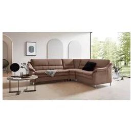 Ecksofa Places of Style "Cardoso L-Form" Sofas Gr. B/H/T: 260cm x 90cm x 230cm, Luxus-Microfaser Lederoptik, langer Schenkel links, ohne Funktion, braun mit Trapezecke für mehr Sitzkomfort, wahlweise auch Bettfunktion