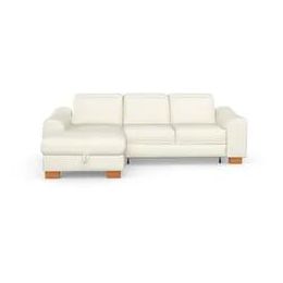 Sit & More Ecksofa SIT & MORE "Dundee L-Form" Sofas Gr. B/H/T: 264cm x 86cm x 175cm, Struktur weich, Recamiere links, mit Kopfteilverstellung-mit Bettfunktion-mit Bettkasten, beige (creme) mit Federkern und Massivholzfüßen, wahlweise Kopfteilverstellung