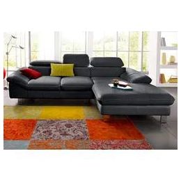 Ecksofa COTTA "Driver L-Form" Sofas Gr. B/H/T: 268cm x 73cm x 169cm, Leder BEEFY, Recamiere rechts, mit Kopfteilverstellung-mit Bettfunktion und Bettkasten, schwarz inkl. Kopfteilverstellung, wahlweise mit Bettfunktion