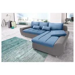 Sit & More Ecksofa SIT & MORE "Bandos L-Form" Sofas Gr. B/H/T: 269cm x 83cm x 173cm, Flachgewebe, Recamiere rechts, ohne Bettfunktion, blau (hellgrau, pacific) in 2 unterschiedlichen Größen, wahlweise mit Bettfunktion