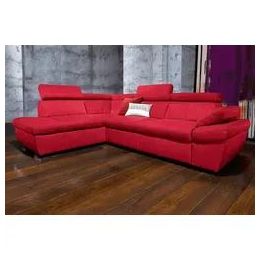 Ecksofa exxpo - SOFA FASHION "Salerno, klassisch modernes Funktionssofa, hoher Sitzkomfort, L-Form" Sofas Gr. B/H/T: 268cm x 77cm x 204cm, Microfaser PRIMABELLE, Ottomane links, ohne Bettfunktion-ohne Bettkasten, rot inkl. Kopf- und Armteilverstellung, wahlweise mit Bettfunktion