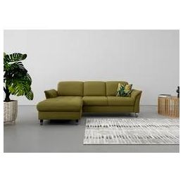 Sit & More Ecksofa SIT&MORE "Maggiore L-Form" Sofas Gr. B/T: 258 cm x 173 cm, Soft clean, mega-Recamiere links, mit Kopfteilverstellung-ohne Bettfunktion-ohne Bettkasten-Fussfarbe: Nickel satiniert, grün (olive) wahlweise mit Kopfteilverstellung, Bettfunktion und Bettkasten