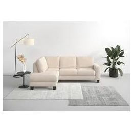 Ecksofa Home Affaire "Summer L-Form" Sofas Gr. B/H/T: 236 cm x 91 cm x 170 cm, Breitcord, Ottomane links, ohne Bettfunktion-ohne Bettkasten-ohne Federkern, beige (creme) mit Ottomane, oder ohne Bettfunktion und Bettkasten, Cord-Bezug