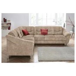 Sit & More Ecksofa SIT & MORE "Salsa L-Form" Sofas Gr. B/H/T: 264cm x 86cm x 244cm, Microfaser, langer Schenkel rechts, ohne Bettfunktion, beige mit Federkern, wahlweise Bettfunktion