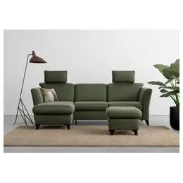 Ecksofa Home Affaire "Trelleborg L-Form" Sofas Gr. B/H/T: 249 cm x 86 cm x 162 cm, Feincord, Recamiere links, mit Bettfunktion-mit Bettkasten, grün (olive) wahlweise mit Bettfunktion und Bettkasten, inkl. Federkern-Polsterung