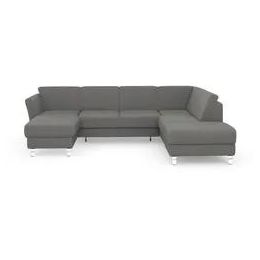 Sit & More Wohnlandschaft SIT & MORE "Visby U-Form" Sofas Gr. B/H/T: 303 cm x 87 cm x 213 cm, Struktur fein, Ottomane rechts, mit Bettfunktion-mit Stauraum, grau Wahlweise mit Bettfunktion und Stauraum, frei im Raum stellbar