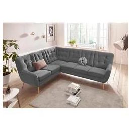 Ecksofa exxpo - SOFA FASHION "Scandi, bequem und komfortabel mit aufwendiger Rückenpolsterung", grau (anthrazit), B:258cm H:92cm T:92cm, Korpus: 100% PES, Luxus-Microfaser (100% Polyester), Sofas, in aktuellen Farben in hochwertigen Bezugsqualitäten, L-Form