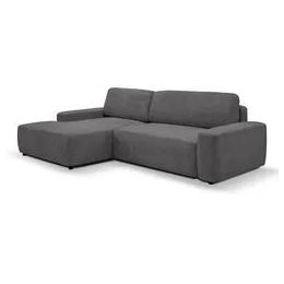 Ecksofa WERK2 "Bully L-Form" Sofas Gr. B/H/T: 264cm x 82cm x 162cm, Struktur weich, Recamiere links, Schlaffunktion und Bettkasten, grau (anthrazit) Curvy Trend Ecksofa mit Schlaffunktion in weichem Cord