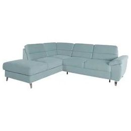 Sit & More Ecksofa SIT & MORE "Sorano L-Form" Sofas Gr. B/H/T: 249cm x 88cm x 212cm, Struktur fein, Ottomane links, ohne Funktion, blau (aqua) wahlweise mit Bettfunktion und Bettkasten