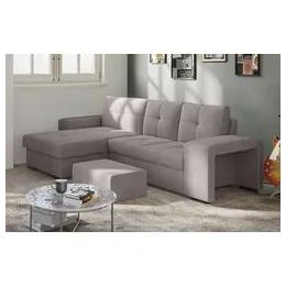 Ecksofa COTTA "Mattina L-Form" Sofas Gr. B/H/T: 268cm x 73cm x 156cm, Microfaser, Recamiere links, ohne Bettfunktion und Bettkasten, grau (stone) inkl. Hocker, wahlweise mit Bettfunktion und Bettkasten