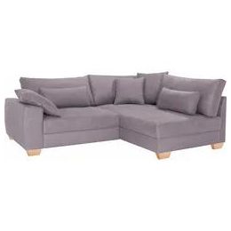 Ecksofa Home Affaire "Helena II, L-Form" Sofas Gr. B/H/T: 227 cm x 77 cm x 190 cm, Luxus-Microfaser in Lederoptik, Ottomane rechts, ohne Bettfunktion, grau (taupe) Mit Federkern, wahlweise mit Bett und Taschenfederkern