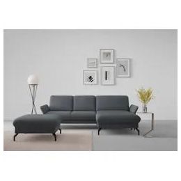 Sit & More Ecksofa SIT & MORE "Fashion L-Form" Sofas Gr. B/H/T: 253cm x 84cm x 165cm, Soft clean, Recamiere rechts, mit Kopfteilverstellung-mit Metallfuesse schwarz matt, grau (dunkelgrau) wahlweise mit Kopfteilverstellung und Vorziehsitz, motorisch