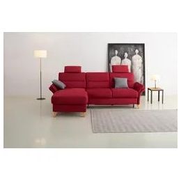 Ecksofa Home Affaire "Westerland L-Form" Sofas Gr. B/H/T: 252cm x 90cm x 162cm, Luxus-Microfaser ALTARA NUBUCK, Recamiere links, mit Bettfunktion, Bettkasten und Armlehnfunktion, rot (bordeaux) Federkern-Polsterung, wahlweise mit Bettfunktion, Bettkasten