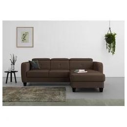 Sit & More Ecksofa SIT & MORE "Belluci L-Form" Sofas Gr. B/H/T: 247cm x 85cm x 170cm, Luxus-Microfaser ALTARA NUBUCK, Recamiere rechts, ohne Bettfunktion-ohne Bettkasten, braun (dunkelbraun) inklusive Federkern, wahlweise mit Bettfunktion und Bettkasten