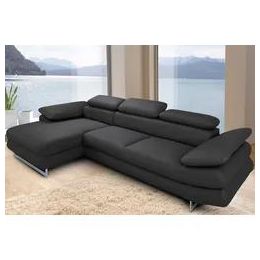 Ecksofa Inosign "Solution L-Form" Sofas Gr. B/H/T: 286cm x 73cm x 167cm, Kunstleder SOFTLUX, ohne Bettfunktion, Recamiere links, schwarz wahlweise mit Bettfunktion