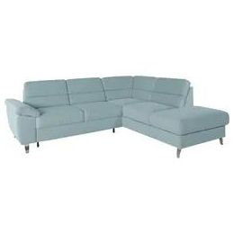 Sit & More Ecksofa SIT & MORE "Sorano L-Form" Sofas Gr. B/H/T: 249cm x 88cm x 212cm, Struktur fein, Ottomane rechts, ohne Funktion, blau (aqua) wahlweise mit Bettfunktion und Bettkasten