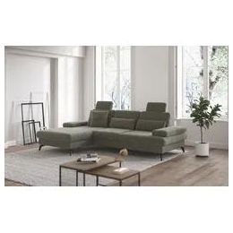 Sit & More Ecksofa SIT & MORE "Morris L-Form inkl. Sitztiefenverstellung" Sofas Gr. B/H/T: 275cm x 82cm x 171cm, Microfaser, Recamiere links, inkl.Sitztiefenverstellung-ohne Bettfunktion-ohne Bettkasten-mit Armteilfunktion, grün wahlweise mit Bettfunktion, Bettkasten und Armteilverstellung