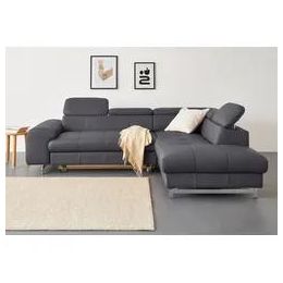 Ecksofa COTTA "Chef L-Form" Sofas Gr. B/H/T: 257cm x 72cm x 206cm, Leder PAMPAS, Ottomane rechts, mit Kopfteilverstellung-ohne Bettfunktion, braun (fango) mit Kopfteilverstellung, wahlweise Bettfunktion