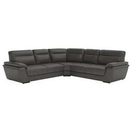 Ecksofa Home Affaire "Brandy L-Form" Sofas Gr. B/H/T: 285cm x 95cm x 298cm, Leder PAMPAS, langer Schenkel links, schwarz