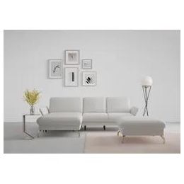 Sit & More Ecksofa SIT & MORE "Fashion L-Form" Sofas Gr. B/H/T: 253cm x 84cm x 165cm, Soft clean, Recamiere links, mit Kopfteilverstellung-mit Vorziehsitz, motorisch-mit Metallfuesse Nickel satiniert, grau (hellgrau) wahlweise mit Kopfteilverstellung, Vorziehsitz, motorisch, Nickelfüße