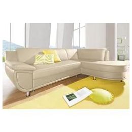 Ecksofa Trendmanufaktur "Rondo, L-Form" Sofas Gr. B/H/T: 265cm x 85cm x 190cm, NaturLEDER, Ottomane rechts, ohne Federkern, ohne Bettfunktion, beige wahlweise mit Federkern, Bettfunktion