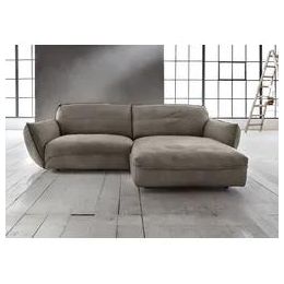 Ecksofa BETYPE "Be Type Be Chilled, L-Form" Sofas Gr. B/H/T: 280cm x 85cm x 180cm, Leder PALLINO, Recamiere rechts, grau (steel) in 2 Breiten mit stylischer und offener Nahtführung