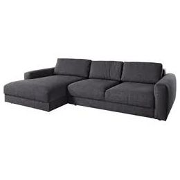 Ecksofa Places of Style "Bloomfield, L-Form" Sofas Gr. B/H/T: 303cm x 84cm x 176cm, Struktur grob, mega-Recamiere links, XXL ohne Sitztiefenverstellung, braun (obsidian) extra tiefe Sitzfläche, wahlweise mit Sitztiefenverstellung