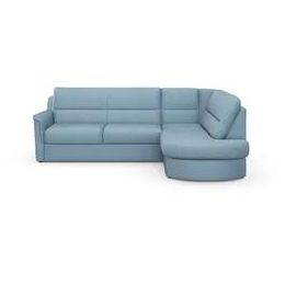 Sit & More Ecksofa SIT & MORE "Panini L-Form" Sofas Gr. B/H/T: 243cm x 87cm x 175cm, Struktur weich, Ottomane rechts, ohne Bettfunktion-ohne Bettkasten, blau (hellblau) wahlweise mit Bettfunktion und Bettkasten