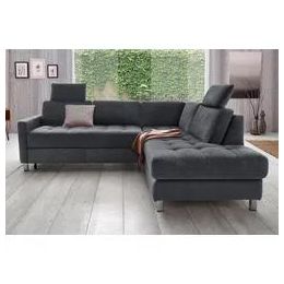 Sit & More Ecksofa SIT & MORE "Pablo L-Form", grau (dunkelgrau), B:233cm H:78cm T:196cm, Struktur fein (100% Polyester), Struktur (100% Polyester), Sofas, wahlweise mit Bettfunktion