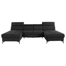 Wohnlandschaft Inosign "Cardiz U-Form" Sofas Gr. B/H/T: 296 cm x 83 cm x 173 cm, Samtoptik, gleichschenklig, mit Bettfunktion-mit Bettkasten, grau (anthrazit) inkl.Kopfteilverstellung und Federkern wahlweise mit Bettfunktion