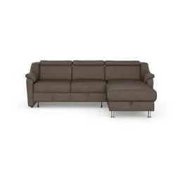 Sit & More Ecksofa SIT & MORE "Freetown L-Form" Sofas Gr. B/H/T: 257cm x 84cm x 166cm, Luxus-Microfaser, Recamiere rechts, mit Bettfunktion-mit Bettkasten, grau (taupe) inklusive Kopfteilverstellung und komfortablem Federkern