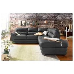 Ecksofa COTTA "Royale L-Form" Sofas Gr. B/H/T: 250cm x 88cm x 234cm, NaturLEDER, Ottomane rechts, ohne Bettfunktion, schwarz wahlweise mit Bettfunktion