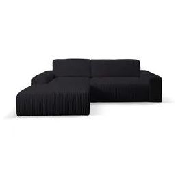 Ecksofa WERK2 "Hugo-L L-Form" Sofas Gr. B/H/T: 267cm x 85cm x 167cm, Breitcord, Recamiere links, Schlaffunktion und Bettkasten, schwarz Design Ecksofa in Cord mit Schlaffunktion & Bettkasten