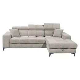 Ecksofa ED EXCITING DESIGN "Sydney L-Form" Sofas Gr. B/H/T: 268cm x 86cm x 172cm, Webstoff, Recamiere rechts, inkl. Bettkasten und Schalffunktion-inkl. Schlaffunktion, beige frei im Raum stellbar, mit Bettkasten, inkl. Kopfteilverstellung