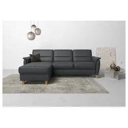 Ecksofa Home Affaire "Palmera L-Form" Sofas Gr. B/H/T: 244cm x 89cm x 163cm, Material, Recamiere links, ohne Bettfunktion-ohne Bettkasten, schwarz Federkern, wahlweise mit Bettfunktion und mitohne Bettkasten