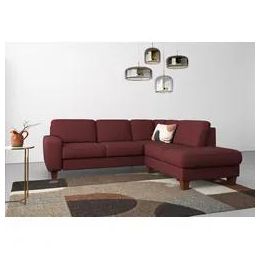 Ecksofa Home Affaire "Vision L-Form" Sofas Gr. B/H/T: 240cm x 90cm x 215cm, Struktur weich, Ottomane rechts, ohne Bettfunktion-ohne Stauraum, lila (chianti) wahlweise mit Bettfunktion und Stauraum, auch in Easy Care-Bezug