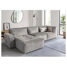 Ecksofa RAUM.ID "Monolid L-Form" Sofas Gr. B/H/T: 317cm x 82cm x 167cm, Luxus-Microfaser Teddyoptik, grau (hellgrau) Module einzeln für individuelle Zusammenstellung, Bezug in Teddy-Optik