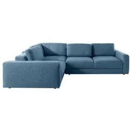 Ecksofa Places of Style "Bloomfield, L-Form" Sofas Gr. B/H/T: 224cm x 84cm x 304cm, Struktur grob, langer Schenkel rechts, XXL mit Sitztiefenverstellung, blau (tepestry) extra tiefe Sitzfläche, wahlweise mit Sitztiefenverstellung