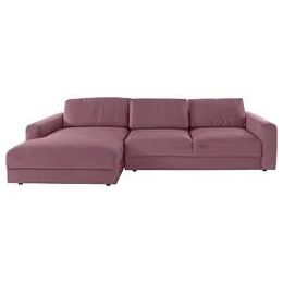 Ecksofa Places of Style "Bloomfield, L-Form" Sofas Gr. B/H/T: 303cm x 84cm x 176cm, Velours, mega-Recamiere links, XXL mit Sitztiefenverstellung, rosa (altrosa) extra tiefe Sitzfläche, wahlweise mit Sitztiefenverstellung