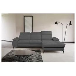 Ecksofa WERK2 "Panama L-Form" Sofas Gr. B/H/T: 275cm x 98cm x 184cm, Flachgewebe, Recamiere rechts, Schlaffunktion, Bettkasten, verstellbare Kopfteile, grau (anthrazit) Modernes Sofa mit Schlaffunktion, Bettkasten, Kopfteile verstellbar