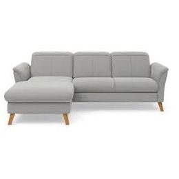 Sit & More Ecksofa SIT & MORE "Romero L-Form" Sofas Gr. B/H/T: 245cm x 91cm x 178cm, Struktur weich, Recamiere links, ohne Federkern-ohne Kopfteilverstellung-ohne Bettfunktion-ohne Bettkasten-ohne motorische Relaxfunktion, silberfarben (silber) wahlweise mit oder ohne Relax-Funktion, Bettfunktion, Bettkasten