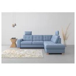 Sit & More Ecksofa SIT & MORE "Quincy L-Form" Sofas Gr. B/H/T: 249cm x 82cm x 213cm, Luxus-Microfaser ALTARA NUBUCK, Ottomane rechts, mit Bettfunktion-mit Bettkasten, blau wahlweise mit Bettfunktion und Bettkasten