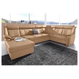 Sit & More Wohnlandschaft SIT & MORE "Basel U-Form" Sofas Gr. B/H/T: 315cm x 98cm x 210cm, Luxus-Microfaser ALTARA NUBUCK, Recamiere links, mit Relaxfunktion, braun (cafe) wahlweise mit Relaxfunktion