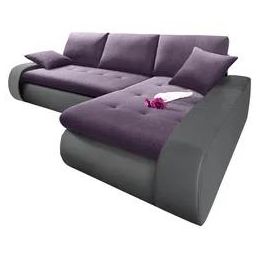 Ecksofa Trendmanufaktur "Indie, L-Form" Sofas Gr. B/H/T: 269cm x 86cm x 169cm, Kunstleder SOFTLUX-Struktur fein, Recamiere rechts, ohne Funktion-XXL, lila (grau/brombeer) wahlweise XL oder XXL