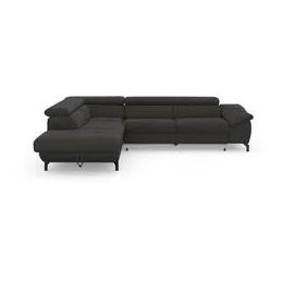 Ecksofa COTTA "Famous L-Form" Sofas Gr. B/T: 279 cm x 228 cm, Struktur grob, Armlehne rechts-Ottomane links, mit Bettfunktion-mit Bettkasten, braun (espresso) in modernem Design