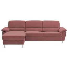 Ecksofa CALIZZA INTERIORS "Onyx L-Form" Sofas Gr. B/H/T: 270cm x 90cm x 158cm, Samtoptik, Recamiere links, ohne Bettfunktion ohne Bettkasten, rot (1031 paprika) Recamiere links oder rechts, wahlweise mit Bettfunktion, Breite 270 cm