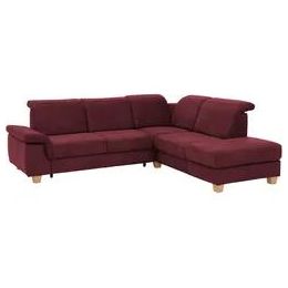 Ecksofa Home Affaire "Dalia L-Form" Sofas Gr. B/H/T: 256 cm x 83 cm x 221 cm, Luxus-Microfaser Florence, Ottomane rechts, ohne Bettfunktion-ohne Bettkasten-ohne Kopfteilverstellung, rot (bordeaux) mit Federkernpolsterung, wahlweise Bettfunktion, Bettkasten