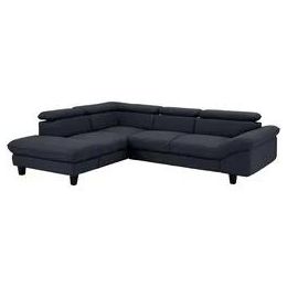 Ecksofa Home Affaire "Pilot L-Form" Sofas Gr. B/H/T: 266cm x 73cm x 108cm, Struktur, Ottomane links, mit Kopfteilverstellung-ohne Bettfunktion-ohne Bettkasten, schwarz