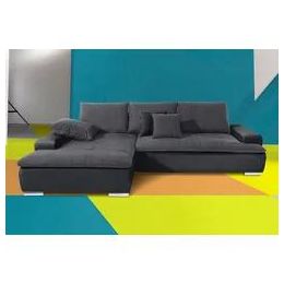 Ecksofa Inosign "Haiti II, L-Form" Sofas Gr. B/H/T: 276cm x 87cm x 180cm, Luxus-Kunstleder-Struktur, Recamiere links, ohne Bettfunktion, schwarz (schwarz, pepper) Wahlweise mit Kaltschaum, Bett, Bettkasten